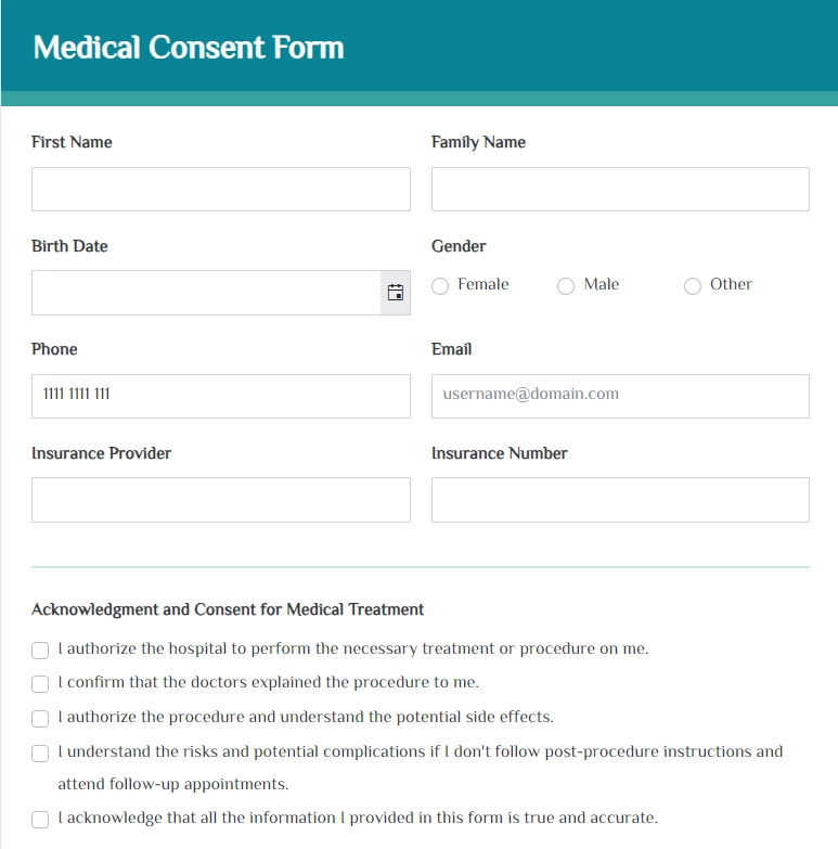 Consent For Medical Procedure Templates Free Consent Form Templates