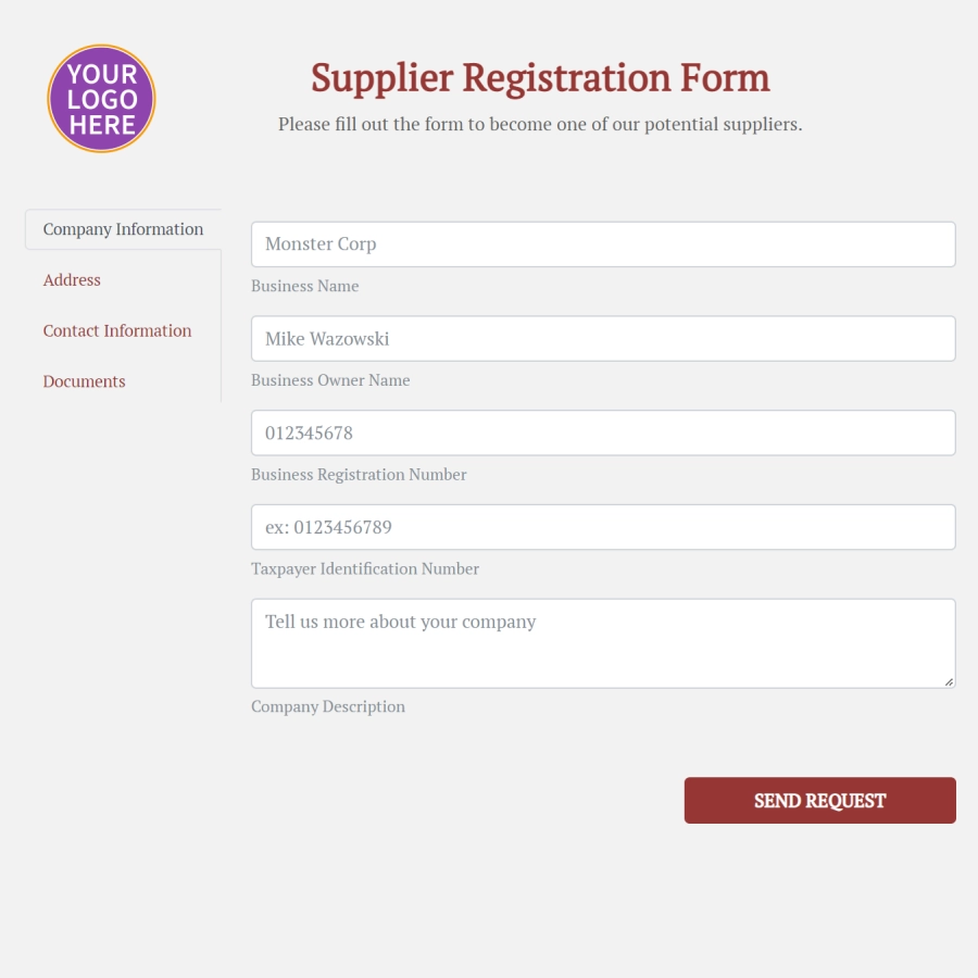 Supplier Registration Form Request/Change Supplier Form | Procurement