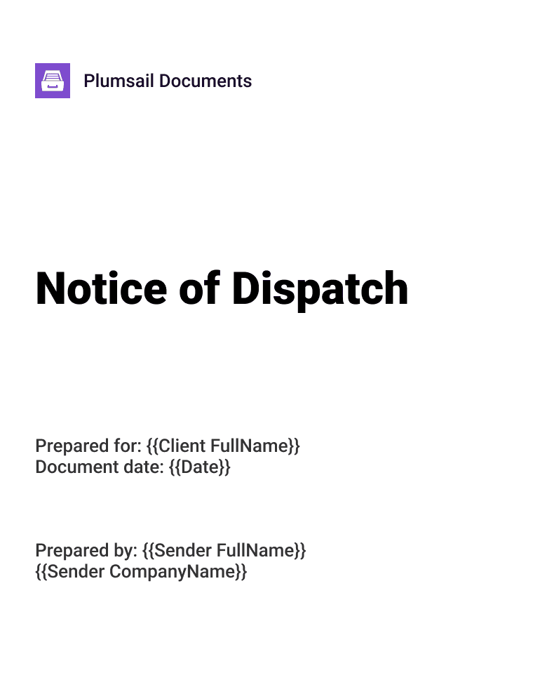 Notice of dispatch template