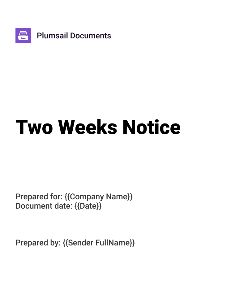 Two weeks notice template