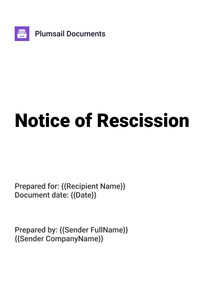 Notice of rescission template