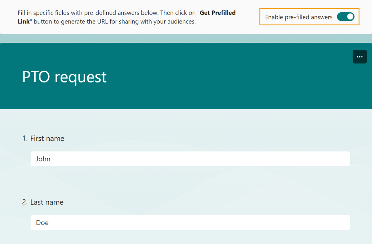 Pre-populate Microsoft Forms