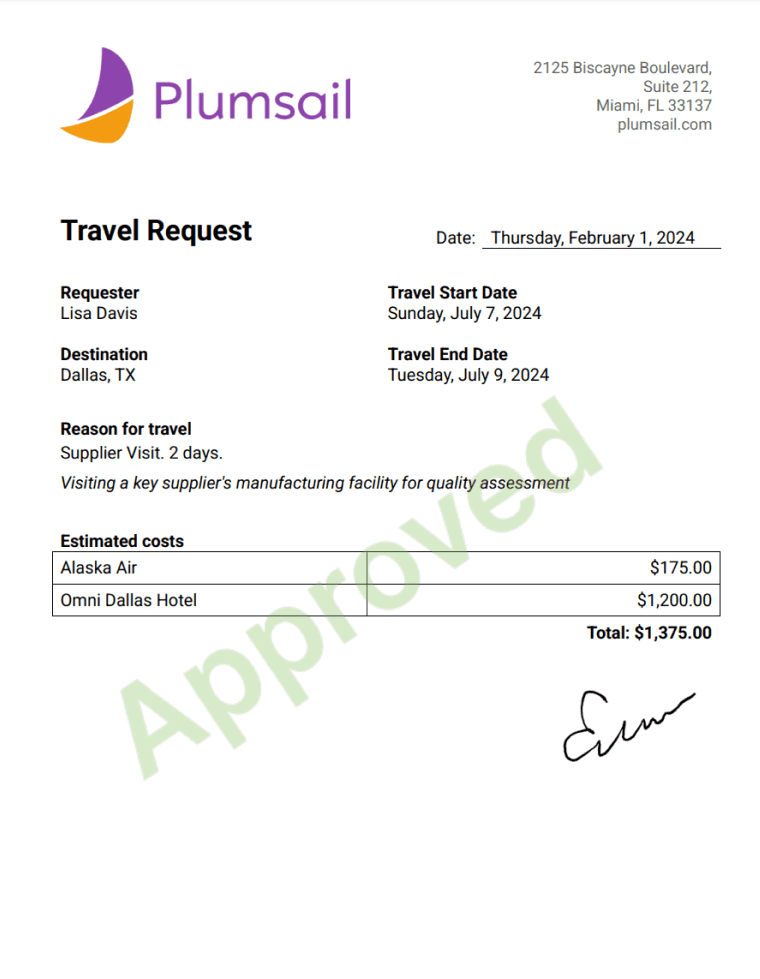 Business Travel Request