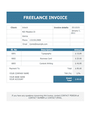 Freelance invoice template | Plumsail